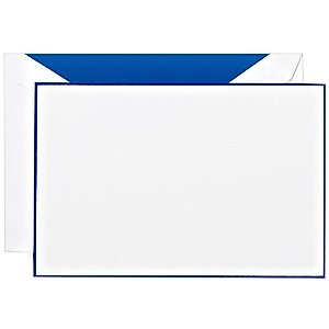 Crane & Co. Regent Blue Bordered White Correspondence Card (CC3305)
