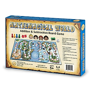Mathemagical World - Addition & Subtraction Math Board Game for Kids, 2-4 players, Ages 5+ and Perfect for Homeschool, Kindergarten, Pre-k, and Gifted & Talented Prep