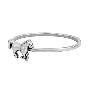 AeraVida Majestic Wild Stallion or Running Horse Sterling Silver Unisex Ring Sizes 7-9 for Animal & Nature Inspired Style & Western Wear with Cowboy Vibes