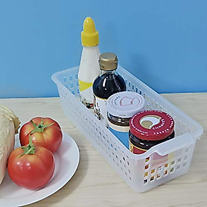 EudokkyNA Clear Slim Storage Baskets, Plastic Small Organizing Bin Set of 6