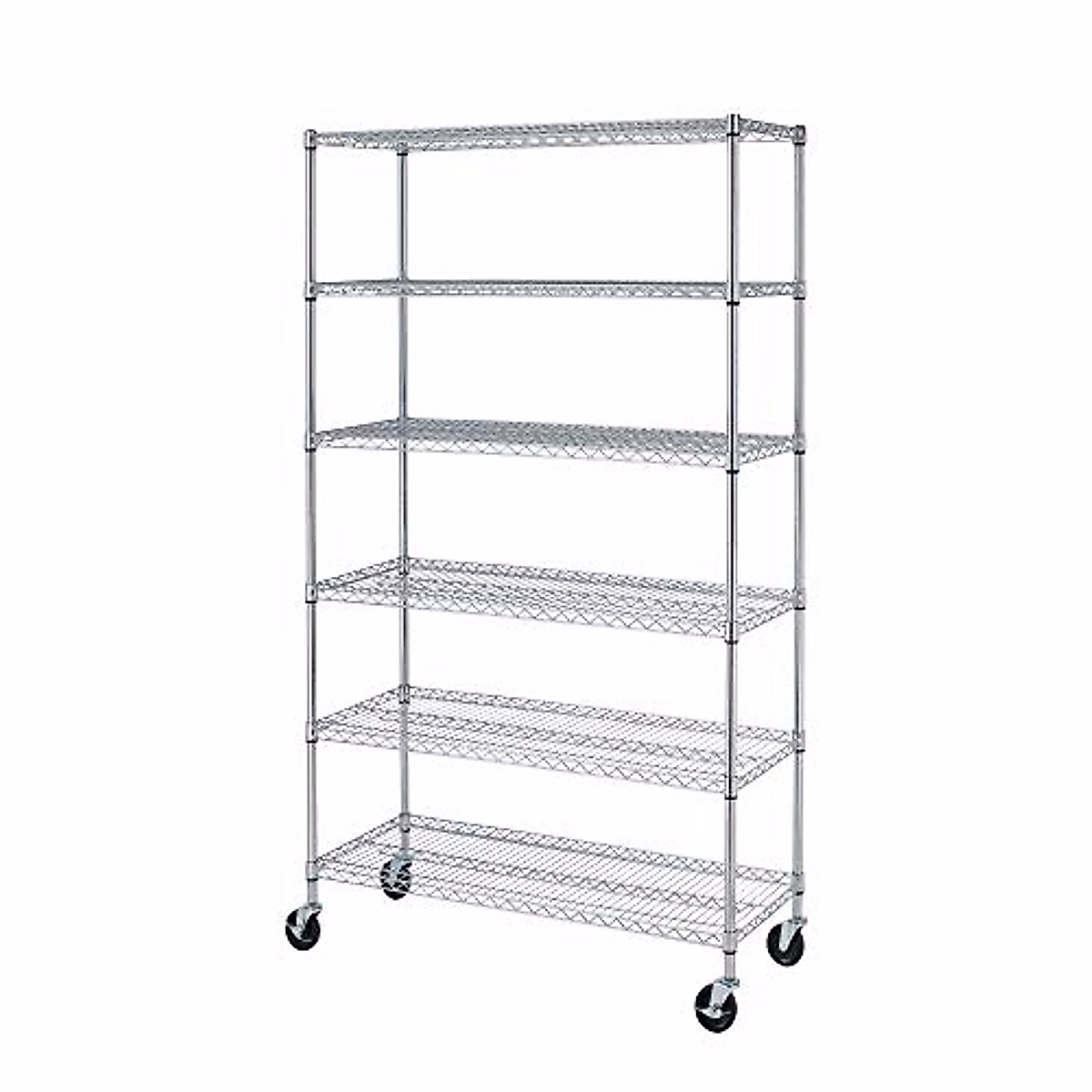 6 Tier Wire Shelving Unit Rack NSF Heavy Duty Height Adjustable Storage Shelf Metal Shelving with Wheels/Feet Levelers for Garage Rack Kitchen Rack Office Rack Commercial Shelving Chrome - 18"x48"x82"