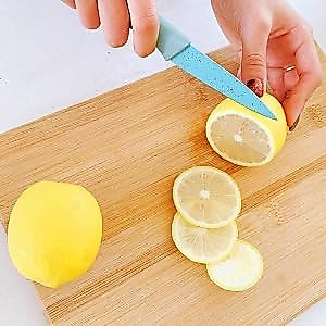 Sumteene Colorful Knife Set, High Carbon Stainless Steel Kitchen Knife Set with Non-Stick Coating and Ergonomic Handle, 6 Pcs Dorm Knife for Dorm,Cooking,Camping,Travel,Gift Box