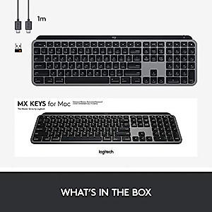 Logitech MX Keys Advanced Wireless Illuminated Keyboard for Mac,Backlit LED Keys, Bluetooth,USB-C, MacBook Pro/Air,iMac, iPad Compatible, Metal Build