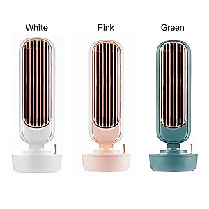 STOYRB Portable Oscillating Tower Fan Mini Desk Fan - 3 Wind Speed, Timing Spray, USB Rechargeable, Quiet Cooling, Personal Small Bladeless Fan for Home Office, Pink, 29.3cm11.5in