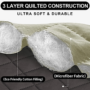 Deeky Couch/Sofa Cover for 3 Cushion, Furniture Cover Protector for Pets, Dog - Reversible and Water Resistant with Foam Sticks & Elastic Straps, Chocolate/Beige