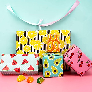 MAYPLUSS Wrapping Paper Large Sheet - Folded Flat - 6 Different Fruit Design (45.2 sq ft.ttl) - 27.5 inch X 39.4 inch Per Sheet