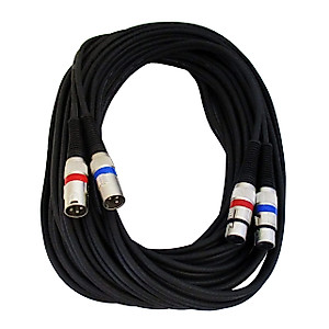 Audio 2000s ADC203K 50'x6/12mm 24AWG Dual XLR Females to Dual XLR Males Balanced Audio Cable
