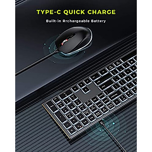 Backlit Wireless Keyboard and Mouse for Mac- seenda Rechargeable Silent Full Size Cordless Keyboard and Mouse Combo, Compatible with Mac OS, Windows 7/8/10, MacBook air/pro, Laptop (Black)