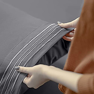 Utopia Bedding Queen Sheet Set – Soft Microfiber 4 Piece Luxury Bed Sheets with Deep Pockets - Embroidered Pillow Cases - Side Storage Pocket Fitted Sheet - Flat Sheet (Grey)