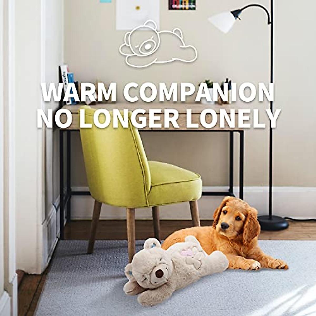 ALL FOR PAWS Dog Heartbeat Plush Toy - Sleep Aid & Warm Comfort Pillow for Puppy Crate, Stuffed Animal Dog Toy for Small Dogs