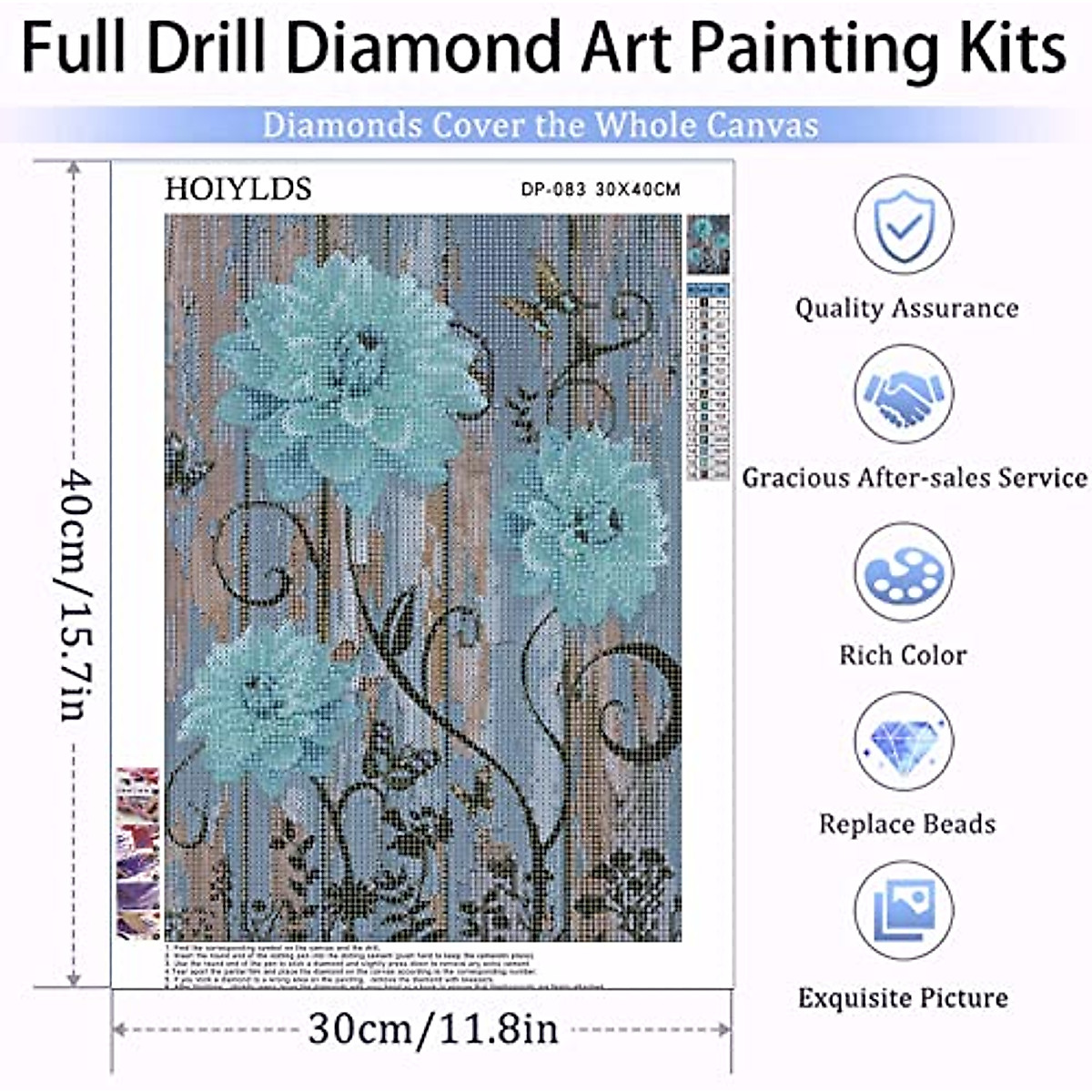 Rustic Flower Painting Kits Farmhouse 5D Diamond Art Kits for Beginner, DIY Full Drill Diamond Dots Paintings with Diamonds Gem Art and Crafts for Adults Home Wall Decor