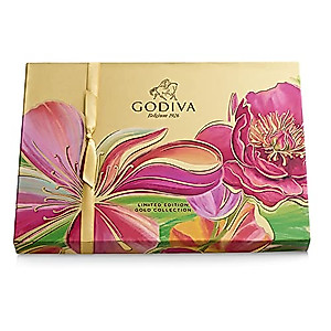 Godiva Chocolatier Gourmet Chocolate Gift Box - Assorted Dark, Milk, White, Raspberry, Caramel, and Chocolate - Elegant Spring Floral Box - 36 Pieces