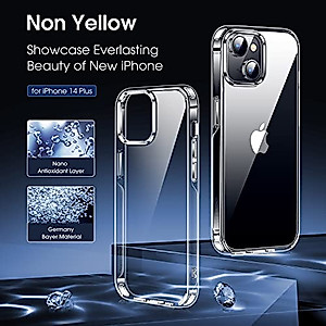 CASEKOO Crystal Clear for iPhone 14 Plus Case, [Not Yellowing] [Military Grade Drop Protection] Shockproof Protective Phone Case 6.7 inch 2022 (Clear)