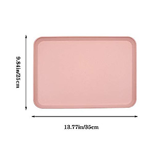 2Pcs Unbreakable Serving Tray Decorative Tray Wheat Straw, Great for Dinner Tray Tea Tray Bed Tray Bar Tray Breakfast Tray Food Tray (Pink)