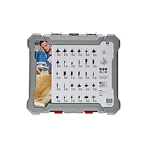 Bosch Professional 2607017474 30-Piece Set Wood Router Bit Set for 6mm Shank Router