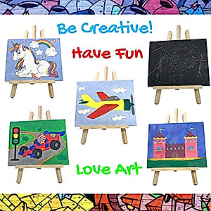 J MARK Ultimate Kids Paint Set – Complete Acrylic Paint Set for Kids, Includes Washable Paints, Storage Bag, Wood Easel, Canvas and More