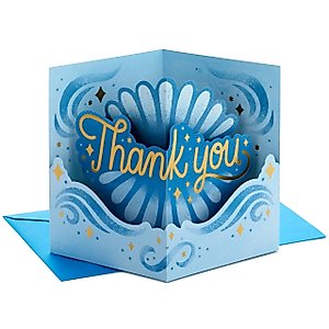 Hallmark Paper Wonder Pop Up Thank You Card (Blue and Gold) for Graduation, Nurses Day, Admin Professional Day, Teacher Appreciation and More