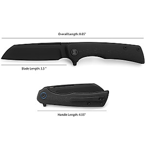 Miguron Knives M Malory Flipper Folding Knife 3.5" Black PVD 14C28N Blade Black Micarta Handle Outdoor Camping Hiking Pocket Knife MGR-809MBK