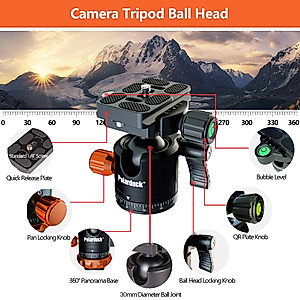 Polarduck Camera Tripod Monopod Phone Stand: 65" Professional DSLR Tripod for iPhone with Phone Mount & Travel Bag Compatible with Canon Nikon Sony Cameras Cell Phone Projector Webcam | 22lbs Load