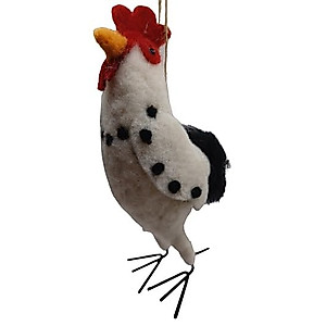 OnHoliday Felt Tall White and Black Chicken Hanging Christmas Tree Ornament