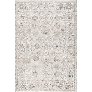 nuLOOM Georgianna Medallion 4x6 Area Rug for Living Room Bedroom Dining Room Kitchen, Beige/Light Grey