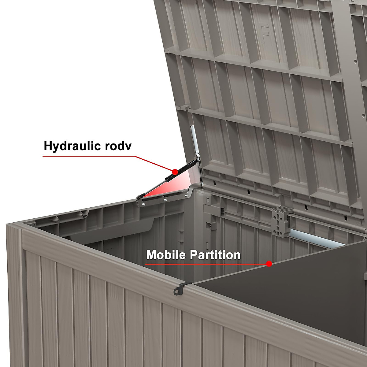 150 Gallon Waterproof Outdoor Resin Deck Box with Lockable Lid, Easy Assembly Features and Convenient Handles For Cushion, Pillows and other Patio Furniture (Grey)