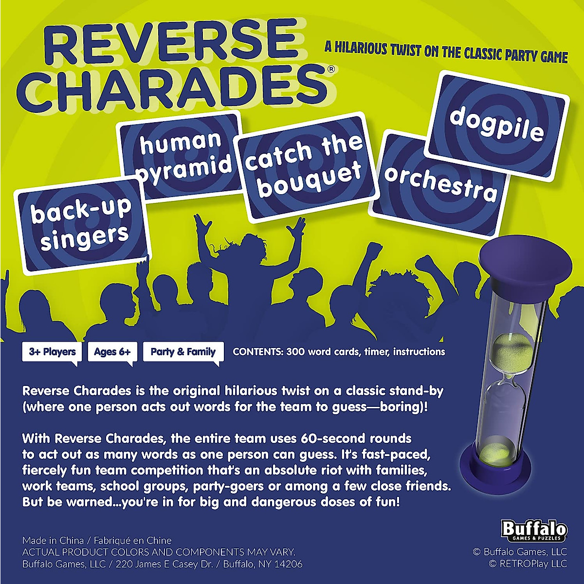 Buffalo Games - Reverse Charades - A Hilarious Twist On The Classic Party & Family Game - Great Party Game - Prompts for All Difficulty Levels - Ages 6 and Up