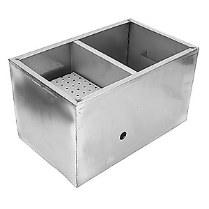 400x250x230mm Grease Trap, Commercial Grease Interceptor 3 Level Filtration Waste Interceptor Stainless Steel Waste Water Oil Water Separator for Home Kitchen, Restaurant, Factory