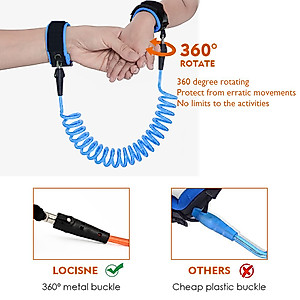 Locisne Anti Lost Wrist Link[2 Pack], Child Leash Toddler Safety Harness for Outdoor Activities, 5.9ft (Blue+Orange)