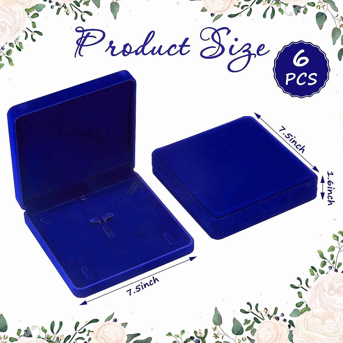 Yinkin 6 Pcs Velvet Jewelry Set Box Jewelry Display Case Earring Ring Bracelet Necklace Gift Box Pearl Necklace Storage Case for Wedding Travel Anniversary Valentines(Royalblue)