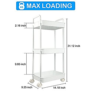 Volnamal Baby Diaper Cart, Plastic Baby Diaper Caddy Baby Organizer for Nursery Diaper Cart with Wheels Baby Essentials Storage Cart, White