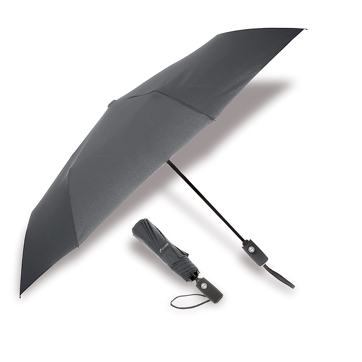 Windproof"TEFLON" Coated Travel Umbrella - Auto Open/Close - Travel Stylish Lightweight Design for Women/Men (Dark Grey)