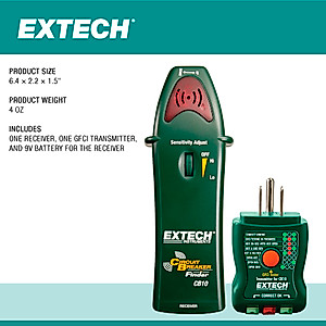 Extech - 1218G94EA - CB10 Circuit Breaker Finder, Locates fuses/breakers, Tests receptacles and GFCI circuits, Green,Red