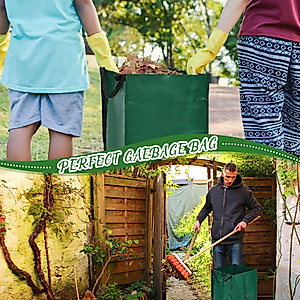 Tenceur 4 Pcs Heavy Duty Reusable Yard Waste Bags 48 Gallon and 22 Gallon Woven Polypropylene Leaf Garden Bag Lawn Bags Self Standing Garbage Can with Reinforced Handles for Home Moving Bag, Green