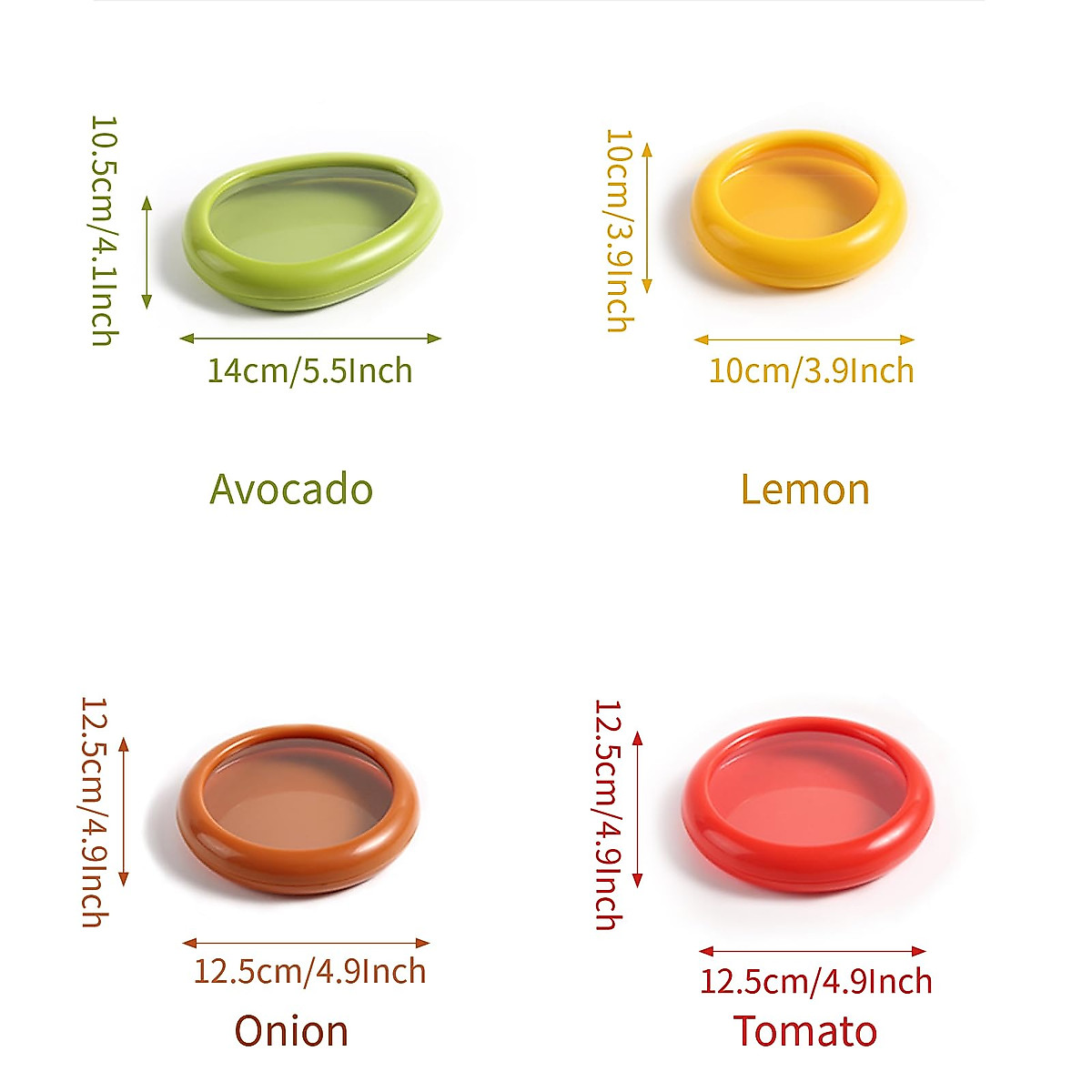 Defresit Silicone Fruit Storage Boxes, Avocado Saver, Onion Keeper, Garlic Holder, 4-Pack, 2"L x 5"W x 2"H, 0.82 Pints, BPA Free, Air Tight, Non-Porous, Durable, Refrigerator Safe