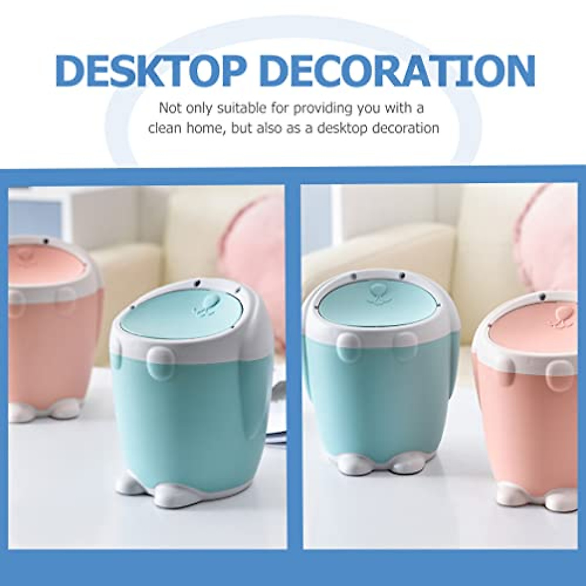 BESPORTBLE Desk Trash can Cute Mini Desktop Trash Can Bunny Kitchen Small Garbage Can Rabbit Animal Countertop Trash Can Garbage Container Bin Desktop Organizer for Coffee Table Office