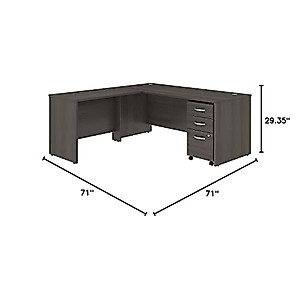 BUSH BUSINESS FURNITURE Studio C 72W x 30D L Shaped Desk with Mobile File Cabinet and 42W Return in Storm Gray