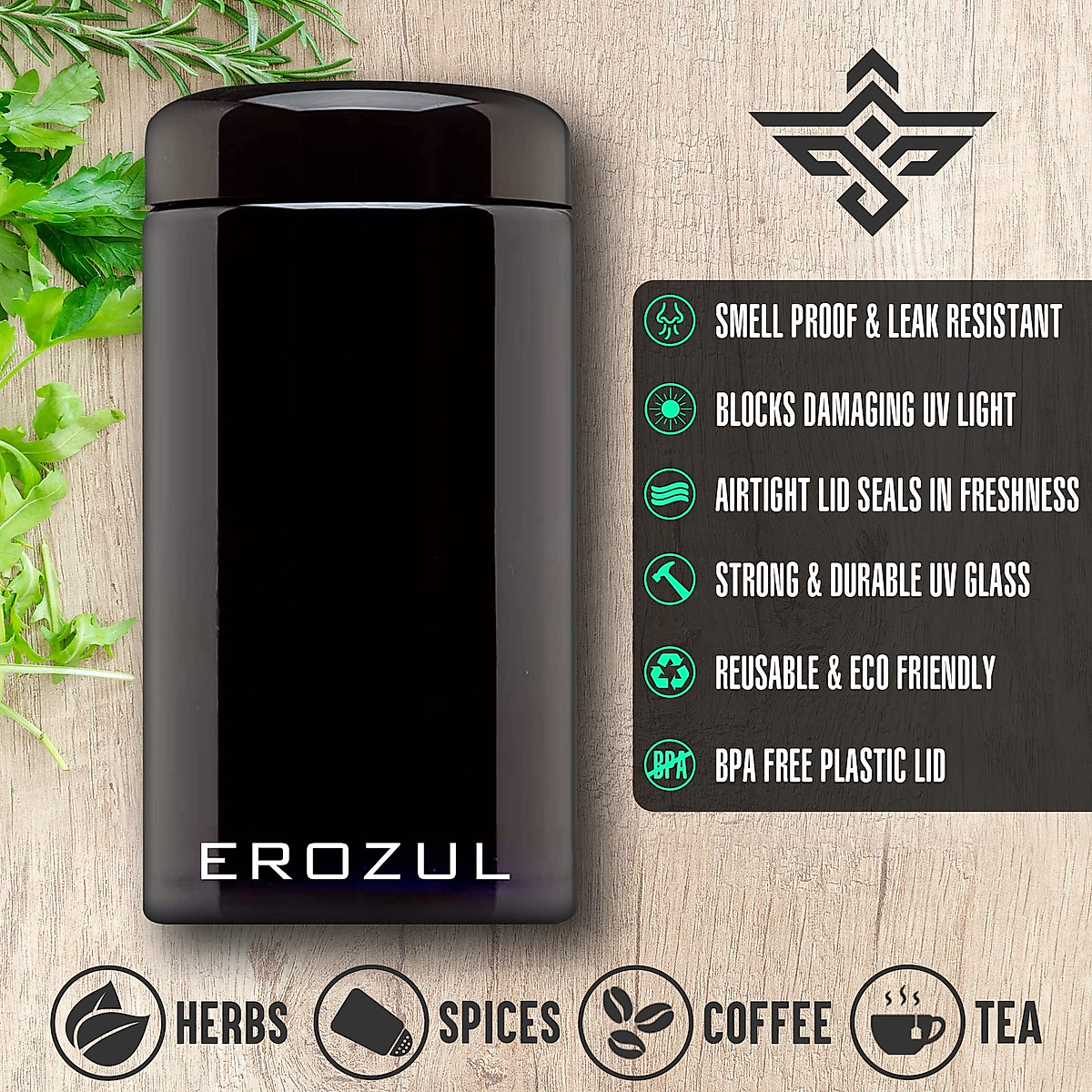 Erozul 500 ml (1 oz) Screw Top Airtight Wide Mouth Ultraviolet Glass Jar with High UV Protection