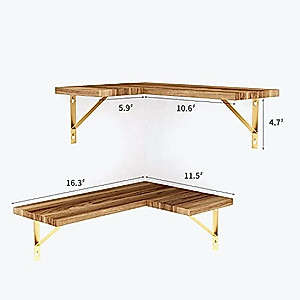 G&W Gruwald Rustic Corner Shelves Wall Mounted Set of 2, Corner Floating Shelves for Bedroom, Kitchen, Bathroom, Living Room