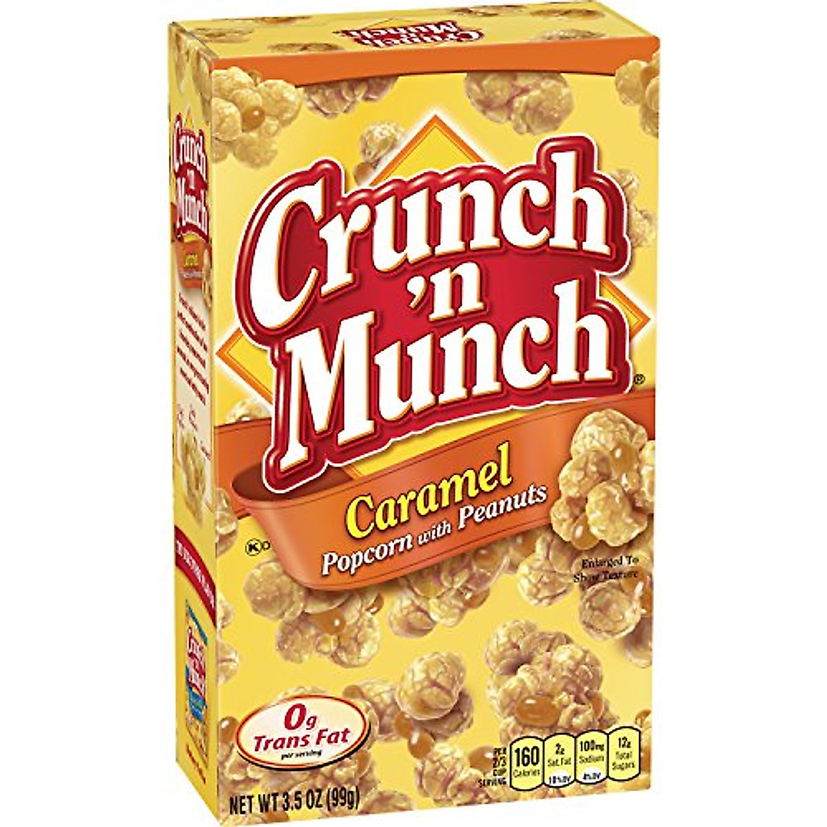 CRUNCH 'N MUNCH Caramel Popcorn with Peanuts, 3.5 oz. (Pack of 12)