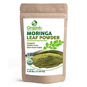 Organic Moringa Powder - 1.10 lbs (17.64 oz) | USDA Organics, Non-GMO, Kosher, Halal, Moringa Olifera Powder - 100% Raw and Natural, by SHOPOSR