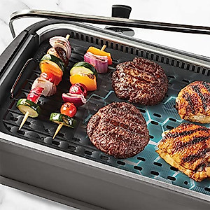 Oster DiamondForce Electric Indoor Nonstick Smokeless Countertop Grill Small Appliance with Removable Grill Plate and Lid