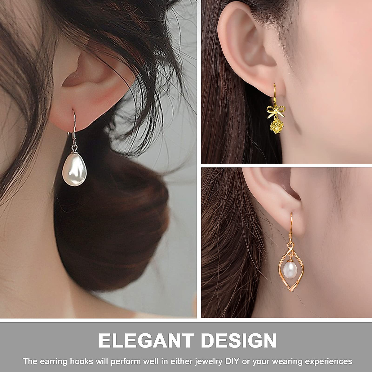 925 Sterling Mixed Earring Hooks 120 PCS/60 Pairs Hypoallergenic Ear Wires Fish Hooks for Jewelry Making, Jewelry Findings Parts with 120 PCS Rubber Earring Backs Stopper for DIY Earrings