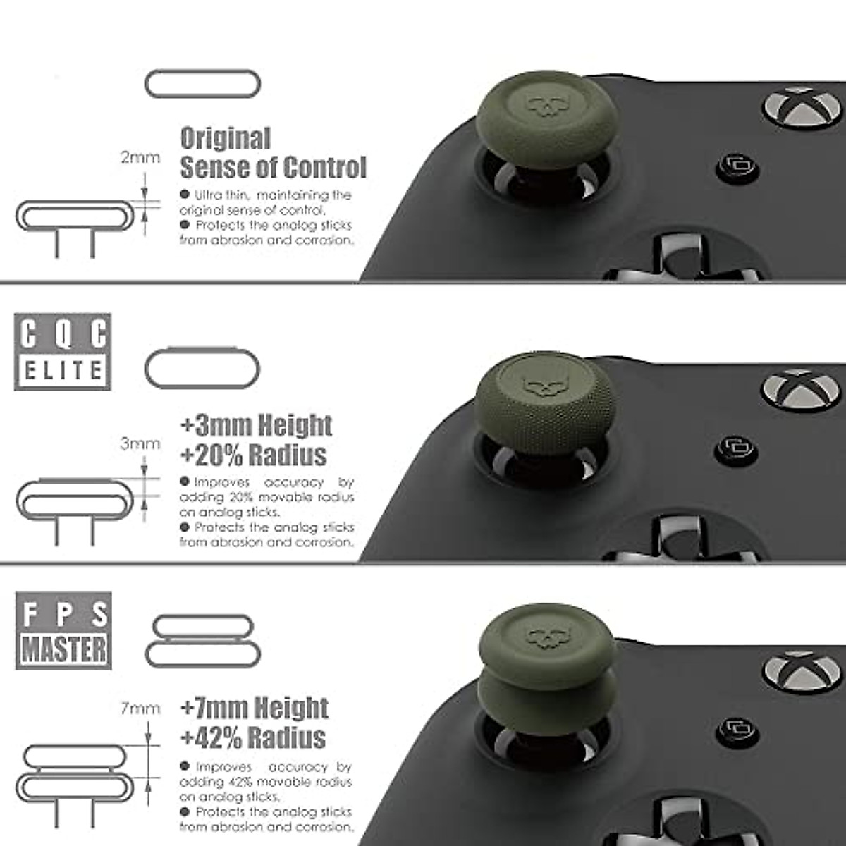 Thumb Grip Set Joystick Caps,3 Pairs Thumbstick Grips Controller Gamepad Analog Stick Cap for Xbox One for Xbox Series X/S (Black)