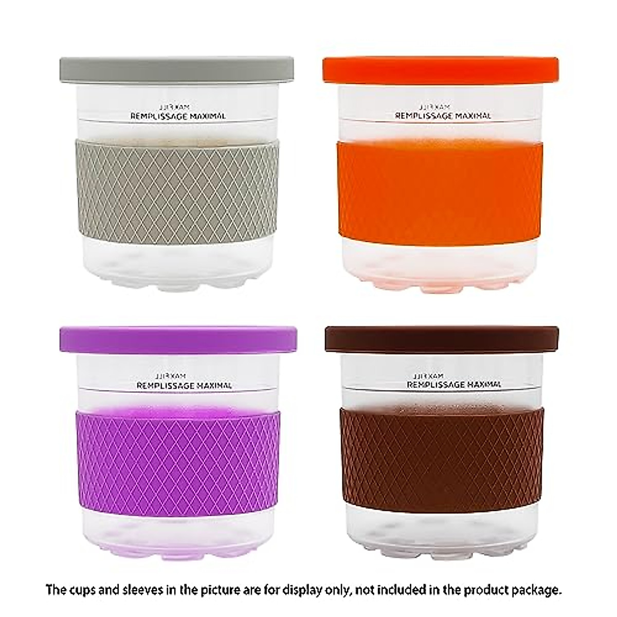 CXQ Replacement Silicone Lids, Compatible with Container of Ninja Creami Ice Cream Maker, Model: NC301, NC300, NC299AMZ Series. (Grey/Orange/Purple/Coffee)
