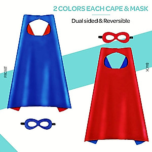AIMIKE Superhero Capes and Masks, DIY Dress Up Capes and Masks Set, 4 Packs with Stickers