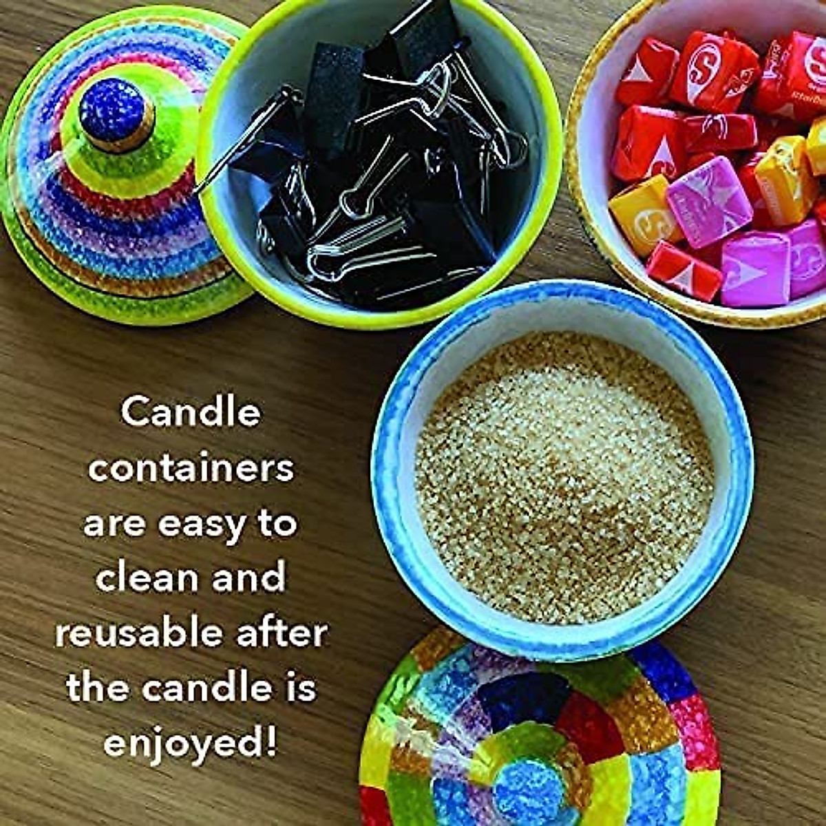 Handmade Italian 3 Wick Candle Scented Decorative Bowl w/Lid (4.25”) - Hand Painted Soy Candle Wax Inspired by Modigliani POP Collection – 40 Hour Burn Long Burn Candle w/Seaside Garden Scent