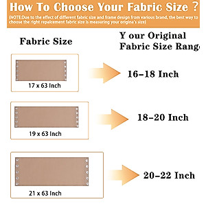 17" 19" 21" Wide Zero Gravity Chair Replacement Fabric, Repair Cloth with 4 Gravity Chair Replacement Cord Screws Kit, Zero Gravity Chair Accessories for Sling Patio Lawn Lounge Chair, Tan