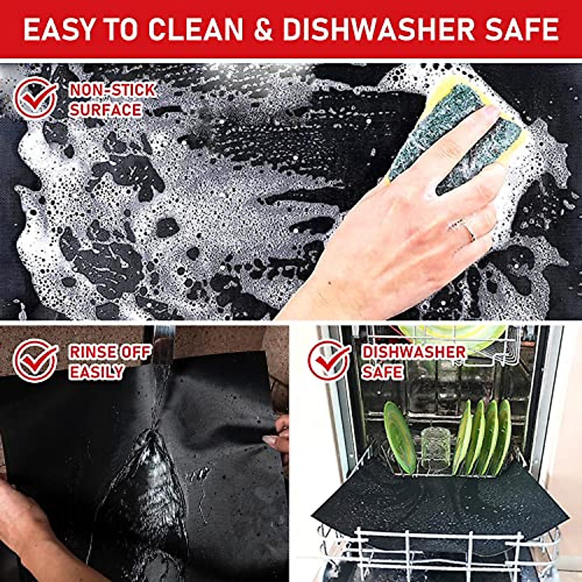 RENOOK Oven Liners for Bottom of Oven, 2 Pack Non-Stick Heavy Duty Oven Mat Set, 15.75"x 23" BPA and PFOA Free Oven Floor Protector Liner, Kitchen Friendly Cooking Accessory