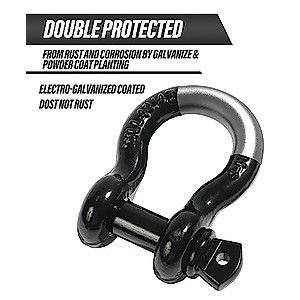 Reswish ESEWALAS 2 Pack 3/4" Shackles,41,887Ibs Break Strength with 7/8" Screw Pin and Shackle Isolator Washers Kit,Offroad Towing Accessories,Heavy Duty D Ring Shackle (Black)